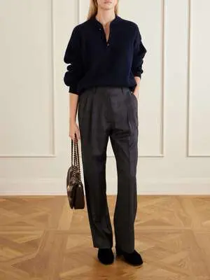 BLAZÉ MILANO Fox Checked Wool Straight-leg Pants