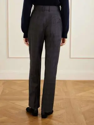 BLAZÉ MILANO Fox Checked Wool Straight-leg Pants