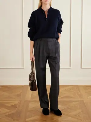 BLAZÉ MILANO Fox Checked Wool Straight-leg Pants