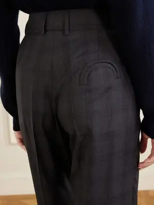 BLAZÉ MILANO Fox Checked Wool Straight-leg Pants