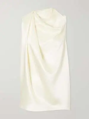 HEIRLOME Kate Draped Silk-satin Top - Ivory