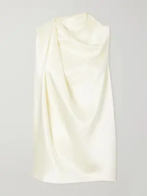 HEIRLOME Kate Draped Silk-satin Top - Neutrals