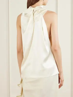 HEIRLOME Kate Draped Silk-satin Top - Neutrals