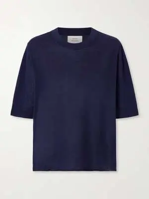 Loulou De Saison Mélange Cashmere T-shirt - Navy