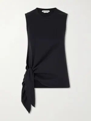JW Anderson Tie-detailed Logo-embroidered Cotton-jersey Tank - Black