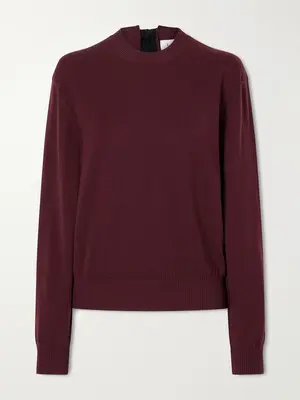 LANVIN Bow-detailed Wool-blend Cardigan - Burgundy