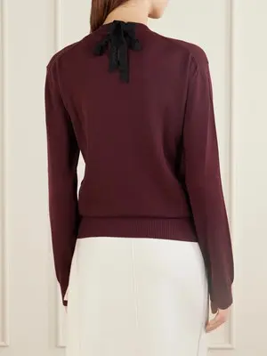 LANVIN Bow-detailed Wool-blend Cardigan