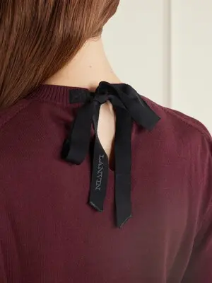 LANVIN Bow-detailed Wool-blend Cardigan