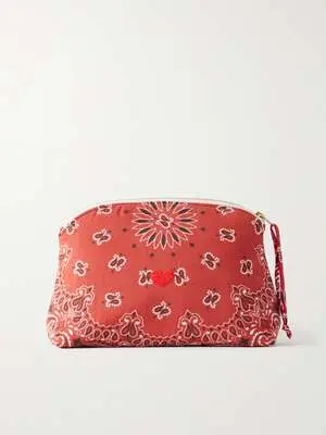 CALL IT BY YOUR NAME Coeur Vanity Embroidered Bandana-print Cotton Pouch - Red