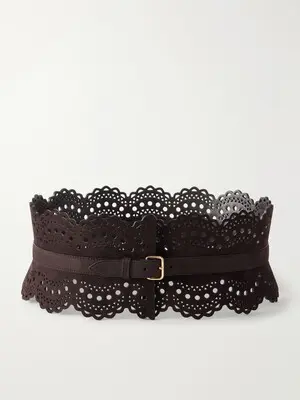 Alaïa Vienne Laser-cut Leather Waist Belt - Brown