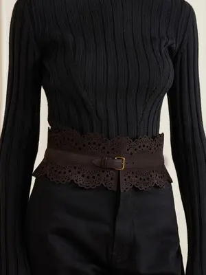 Alaïa Vienne Laser-cut Suede Waist Belt - Brown