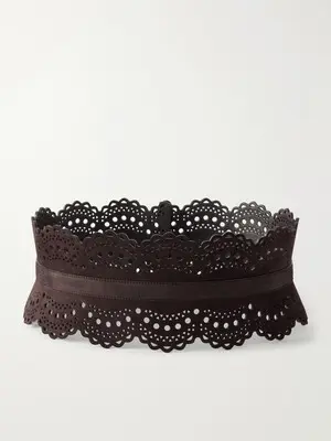 Alaïa Vienne Laser-cut Suede Waist Belt - Brown