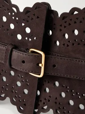 Alaïa Vienne Laser-cut Suede Waist Belt - Brown
