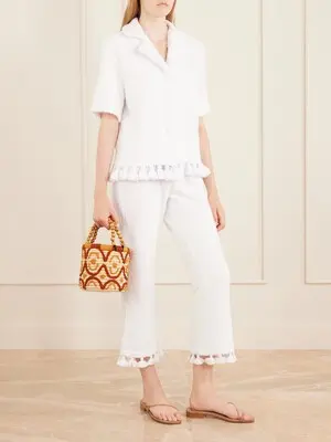 Cap D'antibes Morgane Cotton-terry Tasseled Cropped Pants