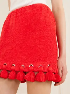 Cap D'antibes Cap D’antibes Georgia Embellished Organic Cotton-terry Mini Skirt