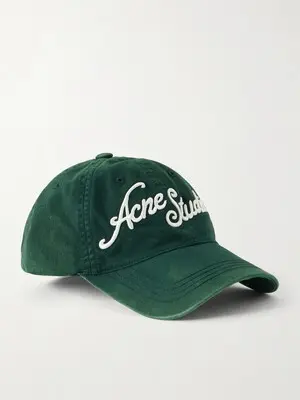 Acne Studios Logo-embroidered Cotton Twill Cap - Green