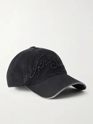 Acne Studios Logo-embroidered Cotton Twill Cap - Black