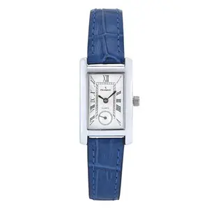 PEUGEOT Vintage Tank Remote Sweep Leather Watch- 20x35mm - Blue