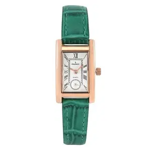PEUGEOT Vintage Tank Remote Sweep Leather Watch- 20x35mm - Green