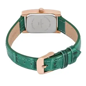 PEUGEOT Vintage Tank Remote Sweep Leather Watch - Green