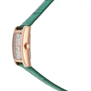 PEUGEOT Vintage Tank Remote Sweep Leather Watch - Green