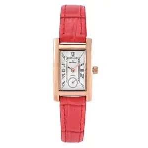 PEUGEOT Vintage Tank Remote Sweep Leather Watch- 20x35mm - Red