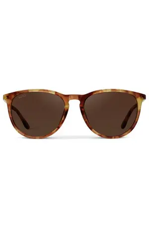WMP EYEWEAR Drew55mm Round Polarized Sunglasses Maple Tortoise