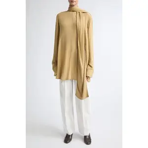 TOTEME Draped Scarf Georgette Top - Desert