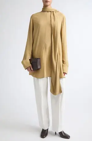 TOTEME Draped Scarf Georgette Top - Desert