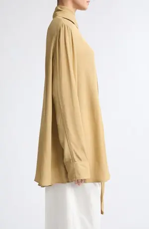 TOTEME Draped Scarf Georgette Top - Desert