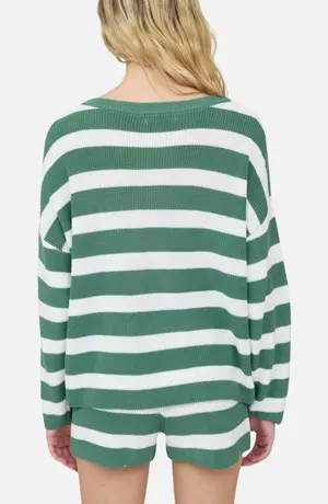 J.O.A. Striped Long Sleeve Knit Top & Shorts Set