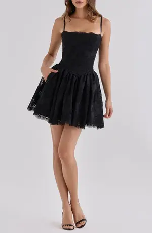 House Of Cb HOUSE OF CB Chloe Broderie Anglaise Mini Dress Black