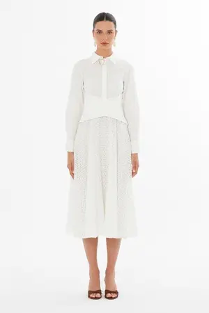 GIZIA Ecru Collared Maxi Dress - Ivory