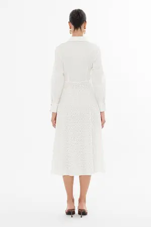 GIZIA Ecru Collared Maxi Dress