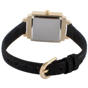 PEUGEOT Small Face Crystal Bezel Suede Watch- 22mm - Black