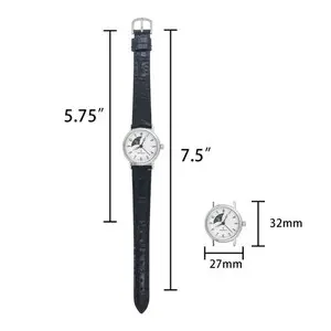 PEUGEOT Sun-moon Phase Leather Watch 26mm - Black