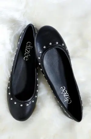 ELIZEE Gemma Flat Studded Ballerina Flats
