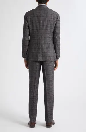 Isaia Brown & Grey Check Wool Suit