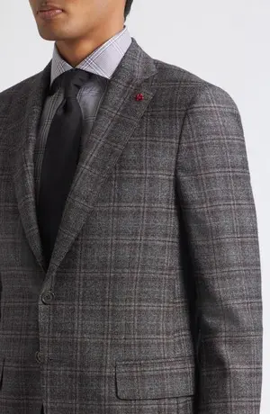 Isaia Brown & Grey Check Wool Suit
