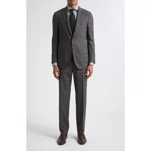 Isaia Brown & Grey Check Wool Suit - Dnu/grey 970