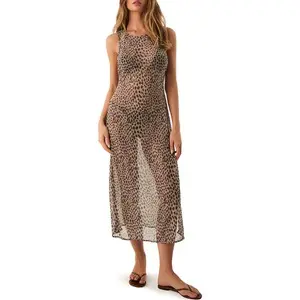 VIX PAULA HERMANNY Twist Leopard Print Mesh Cover-up Dress - Multi