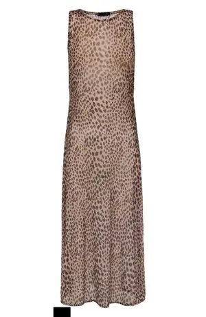 VIX PAULA HERMANNY Twist Leopard Print Mesh Cover-up Dress
