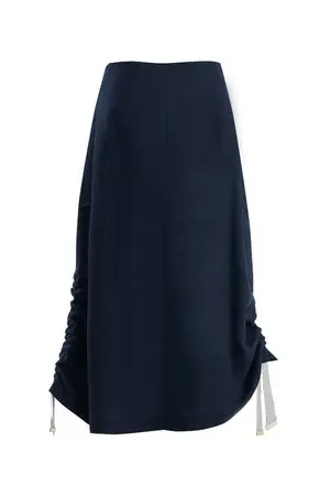 GIZIA Dark Navy Button-closure Maxi Skirt