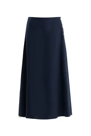 GIZIA Dark Navy Button-closure Maxi Skirt