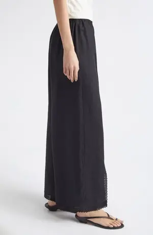 Posse Alfie Lace Trim Wide Leg Linen Pants