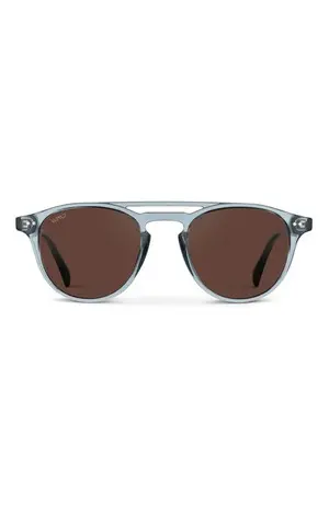 WMP EYEWEAR Easton 49mm Round Aviator Polarized Sunglasses - Denim Blue
