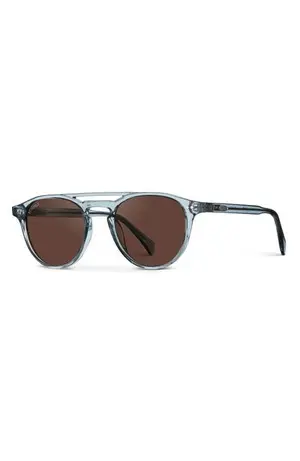 WMP EYEWEAR Easton 49mm Round Aviator Polarized Sunglasses - Denim Blue