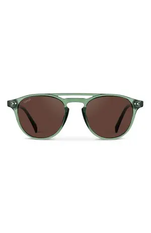 WMP EYEWEAR WMP Eyewear Easton 49mm Round Aviator Polarized Sunglasses Emerald Green