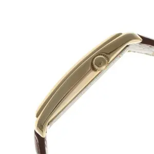 PEUGEOT Vintage Rectangular Leather Strap Watch - Brown