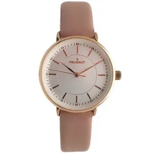 PEUGEOT Modern Round Calfskin Leather Watch- 30mm - Pink